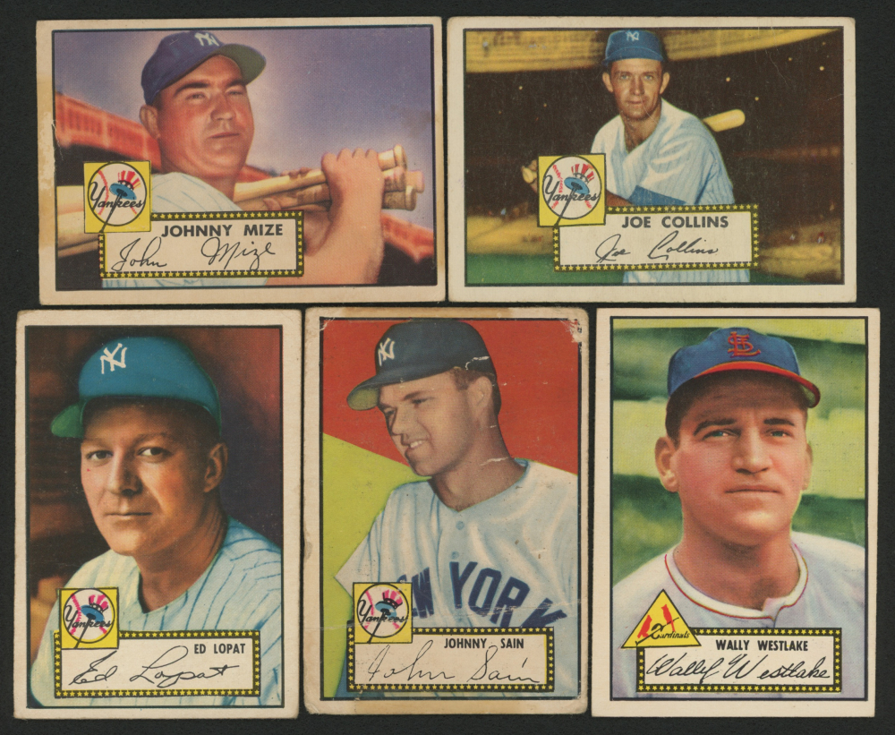 Lot of (5) 1952 Topps Baseball Cards With #202 Joe Collins RC, #129 ...