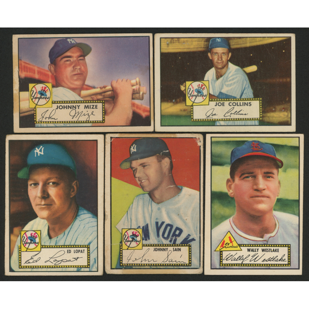Lot of (5) 1952 Topps Baseball Cards With #202 Joe Collins RC, #129 ...
