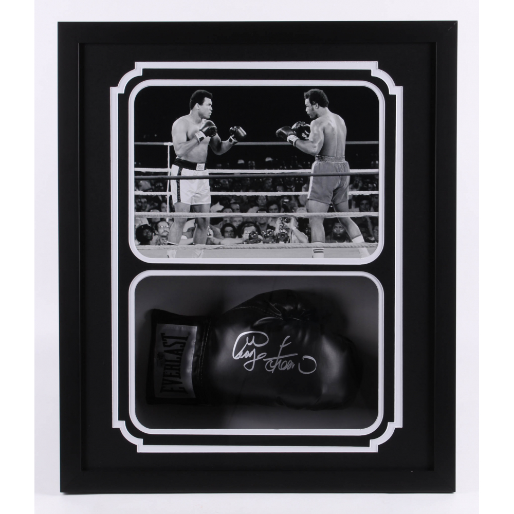 George Foreman Signed 22x26x5.25 Custom Framed Boxing Glove Shadowbox ...