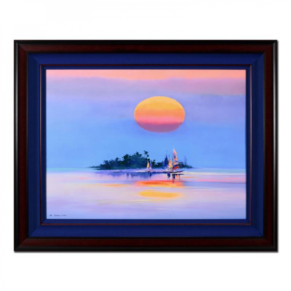 H. Leung Signed "Island Mirage" Hand Embellished Limited Edition 51x41 ...