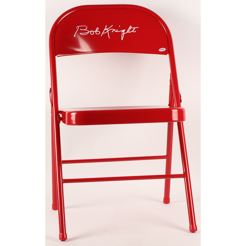 Bob Knight Signed Red Metal Folding Chair (PSA COA) | Pristine Auction