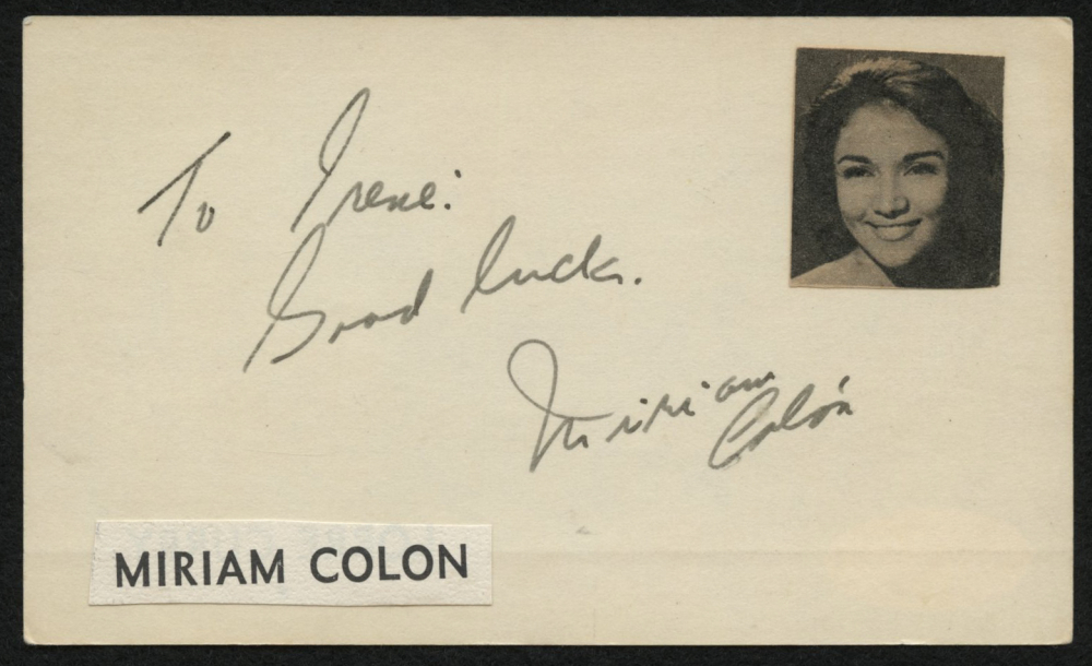 Miriam Colon Signed 2.5x3.5 Cut Inscribed "Good Luck" (JSA COA ...