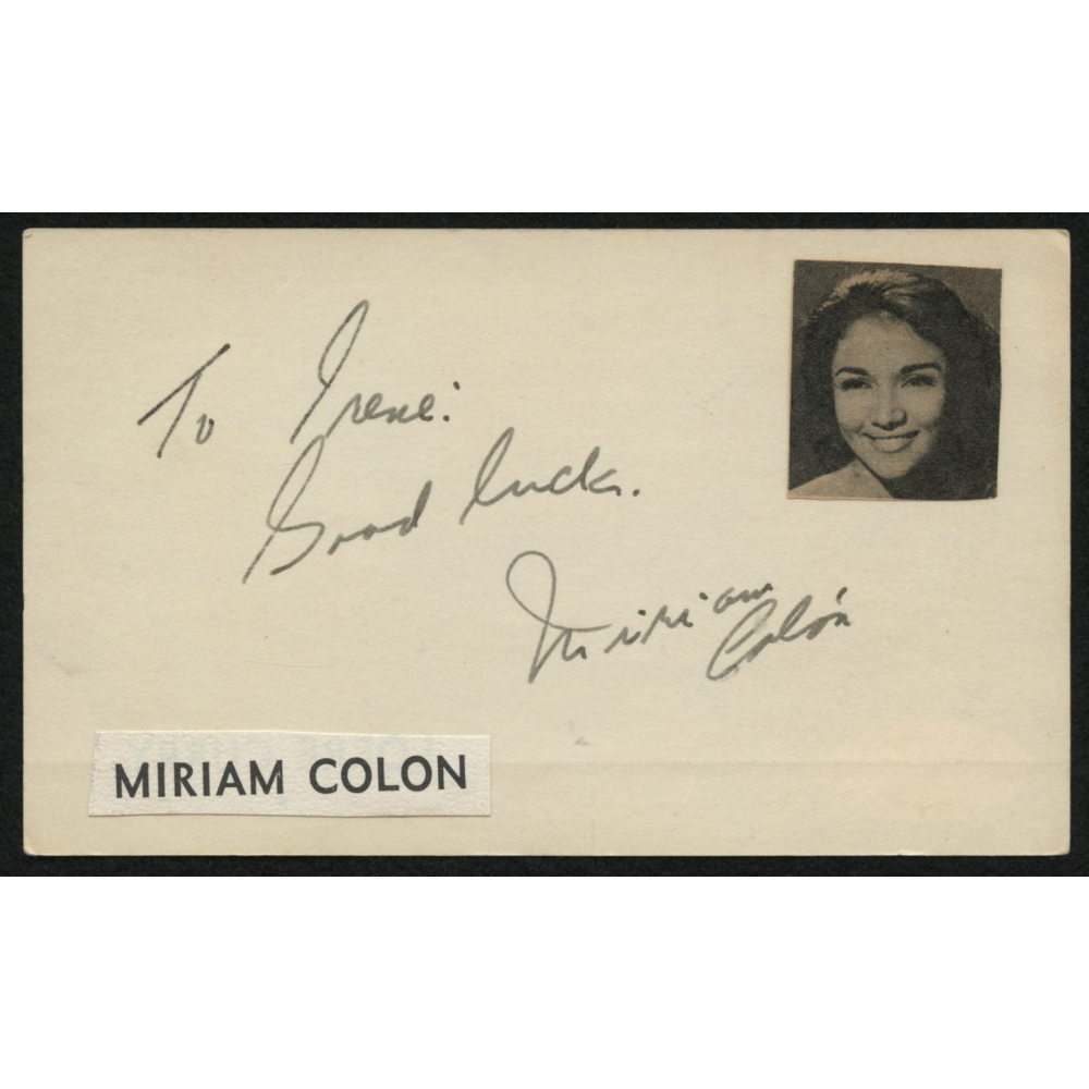 Miriam Colon Signed 2.5x3.5 Cut Inscribed "Good Luck" (JSA COA ...