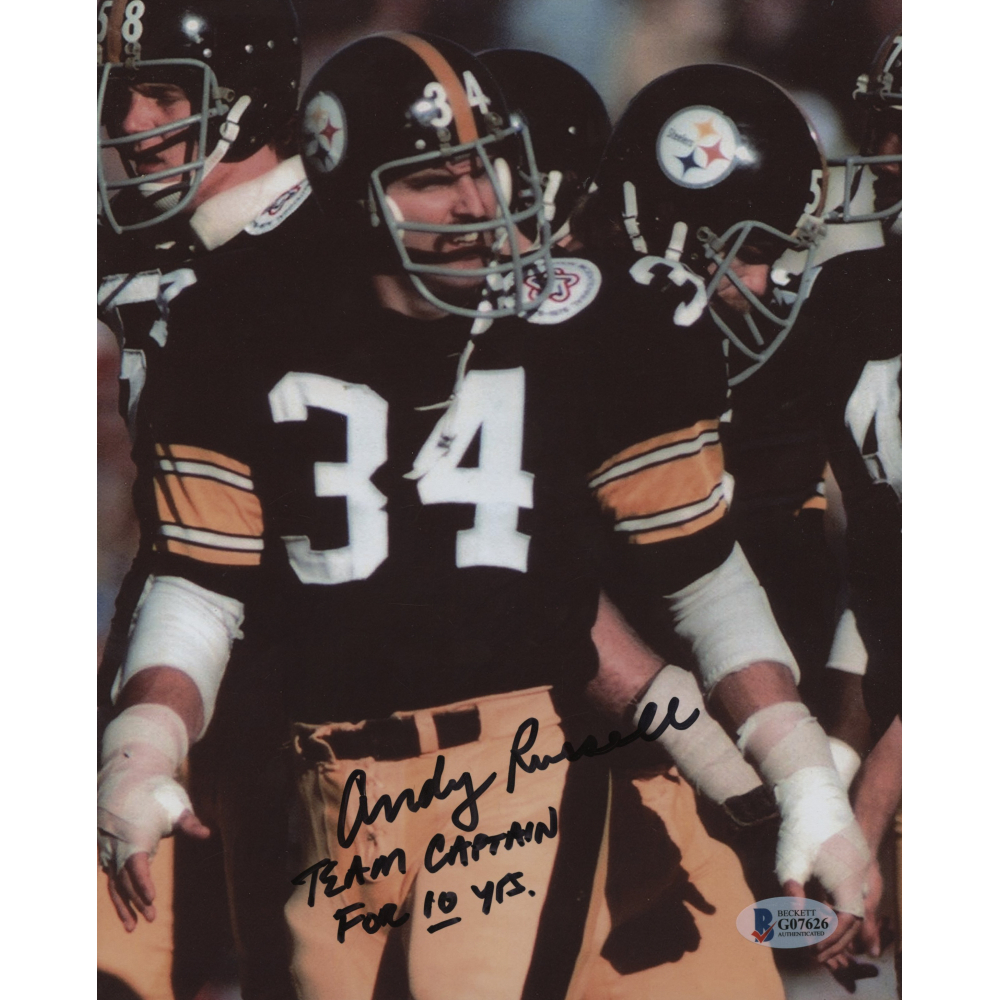 Andy Russell Signed Pittsburgh Steelers 8x10 Photo Inscribed "Team ...