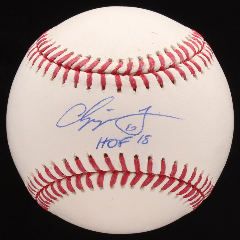 Chipper Jones Signed OML Baseball Inscribed "HOF 18" (Beckett COA ...