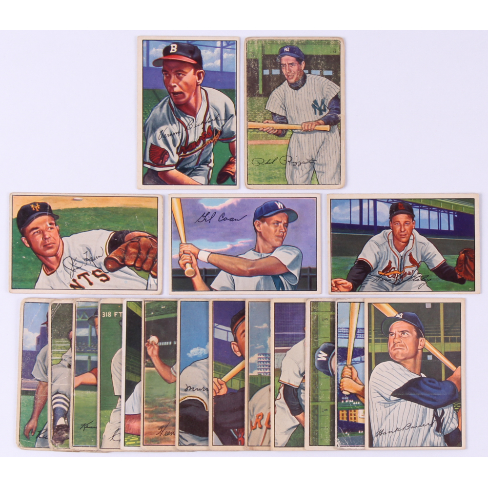 Lot of (18) 1952 Bowman Baseball Cards with #48 Vern Bickford, #49 Jim ...