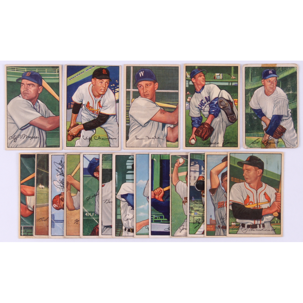 Lot of (18) 1952 Bowman Baseball Cards with #13 Cliff Maples, #14 Cliff ...