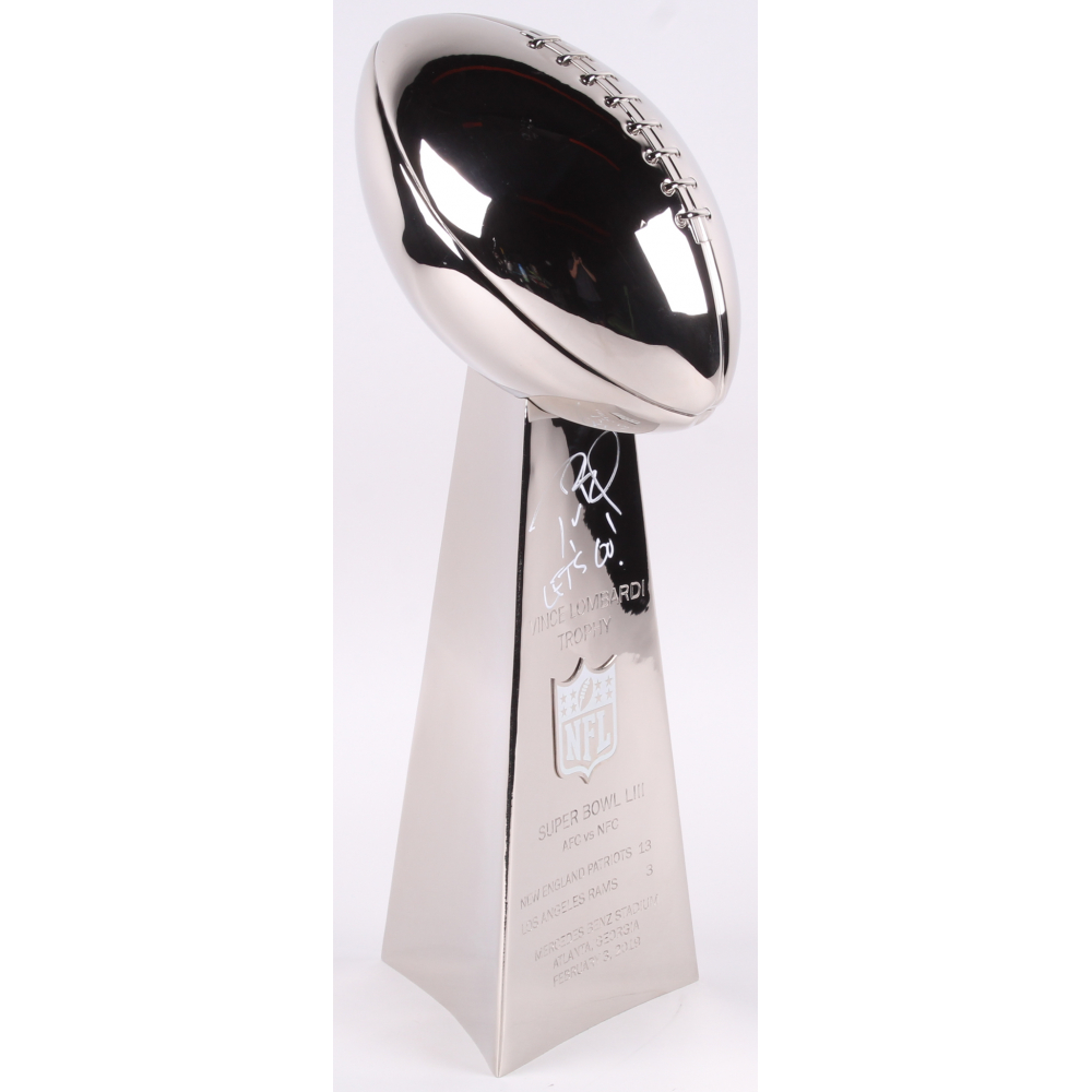 Tom Brady Signed LE Super Bowl LIII Lombardi Trophy Inscribed "Let's Go ...
