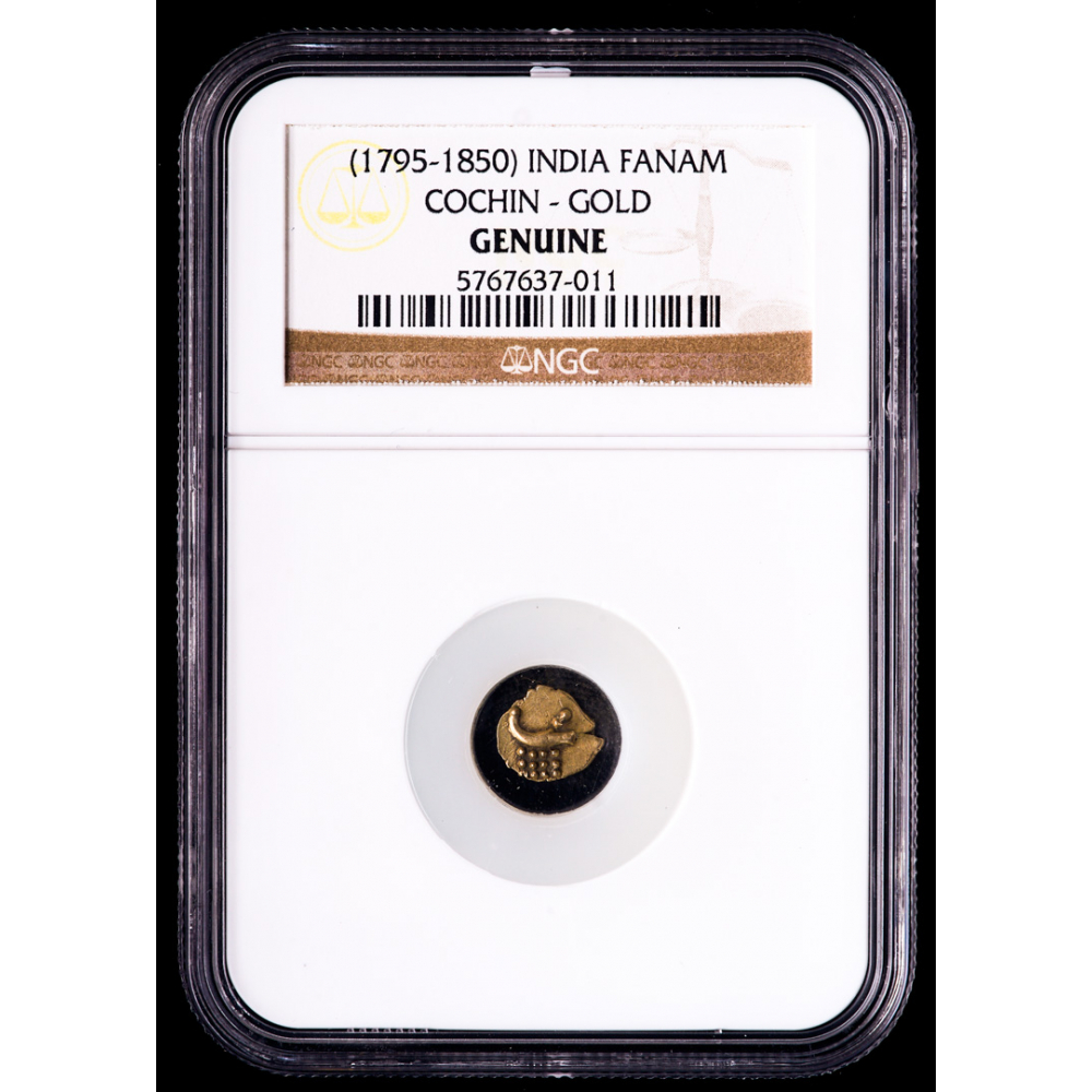(1795-1850) India - Cochin Gold Fanam (NGC Genuine) | Pristine Auction