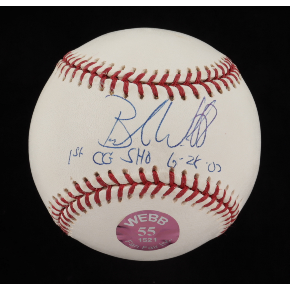 Brandon Webb Signed OML Baseball Inscribed "1st CG SHO 6-28-03" (Webb ...