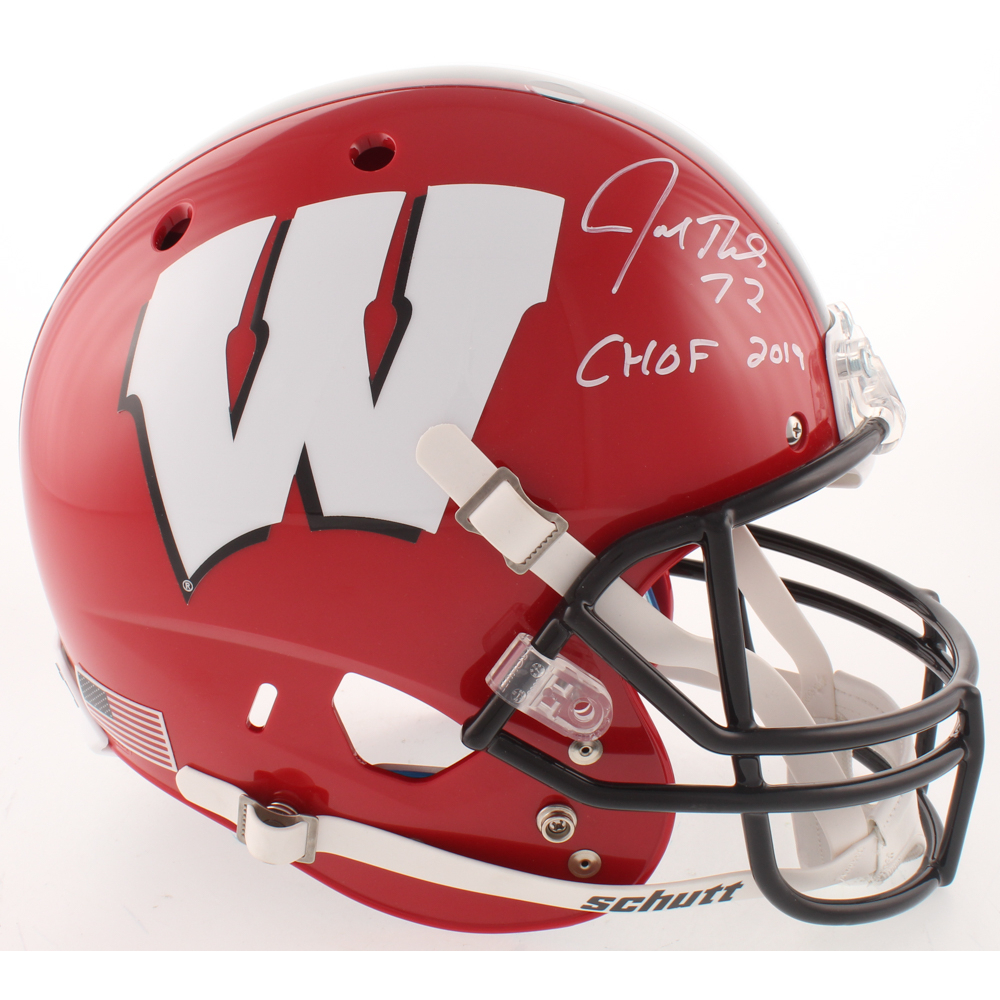 Joe Thomas Signed Wisconsin Badgers Full-Size Helmet Inscribed "CHOF ...