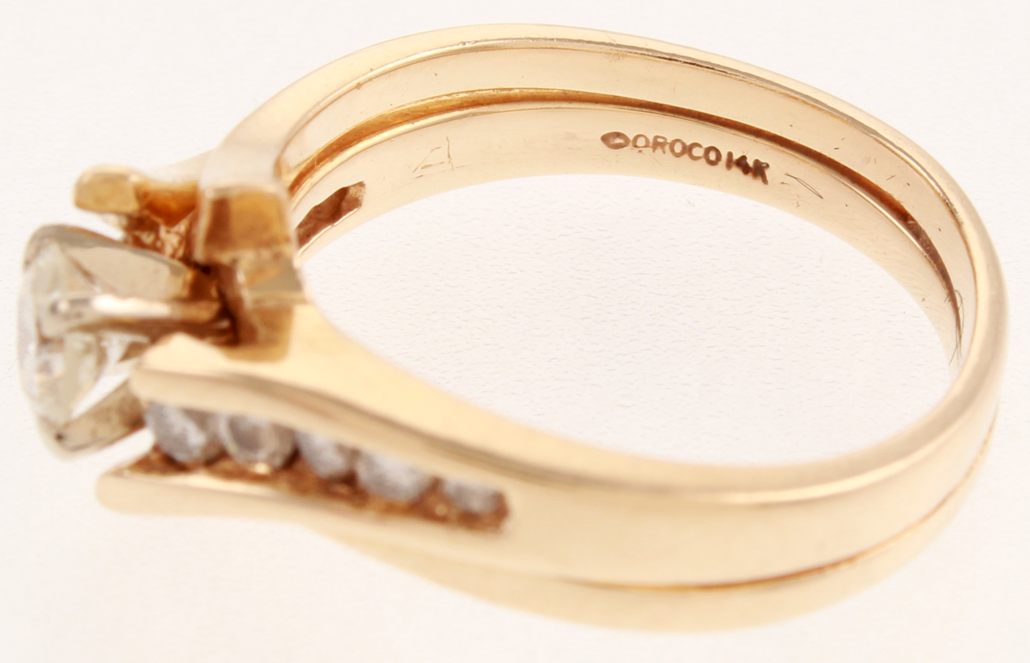 14k Yellow Gold & Diamond Two Piece Wedding Set Ring | Pristine Auction