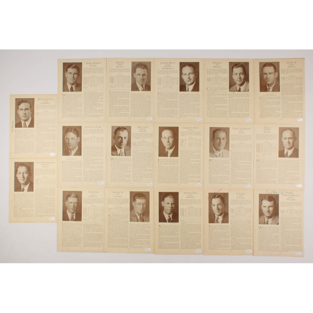 Lot of (17) 1933 Who's Who in Major League Base Ball Book Pages Signed ...