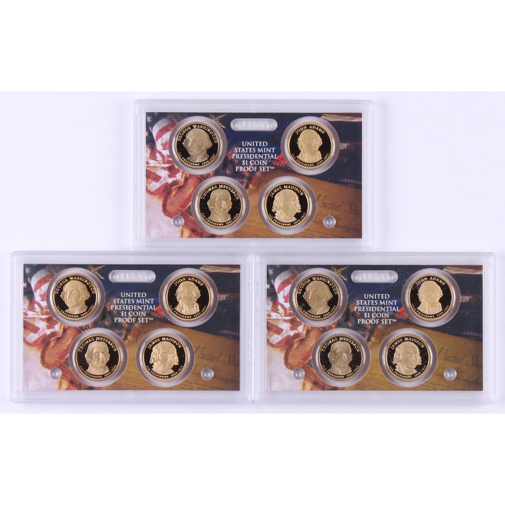 Lot of (3) 2007-S United States Mint Presidential $1 Dollar Coin Proof ...