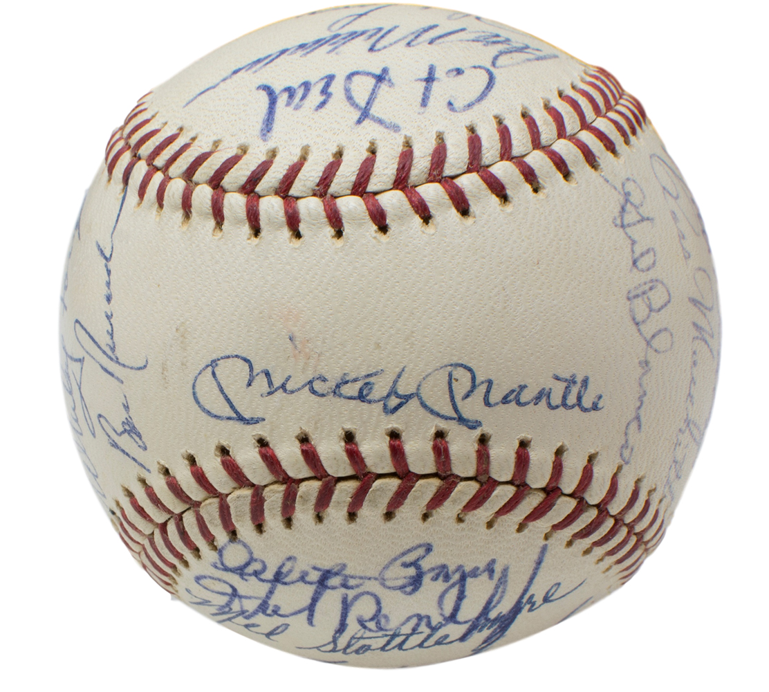 1965 New York Yankees OAL Baseball Team-Signed by (29) with Mickey ...