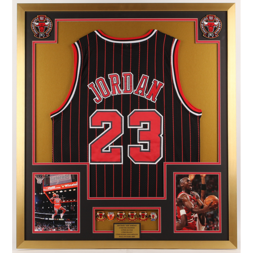 Michael Jordan 32x36 Custom Framed Jersey Display with (6) Championship ...