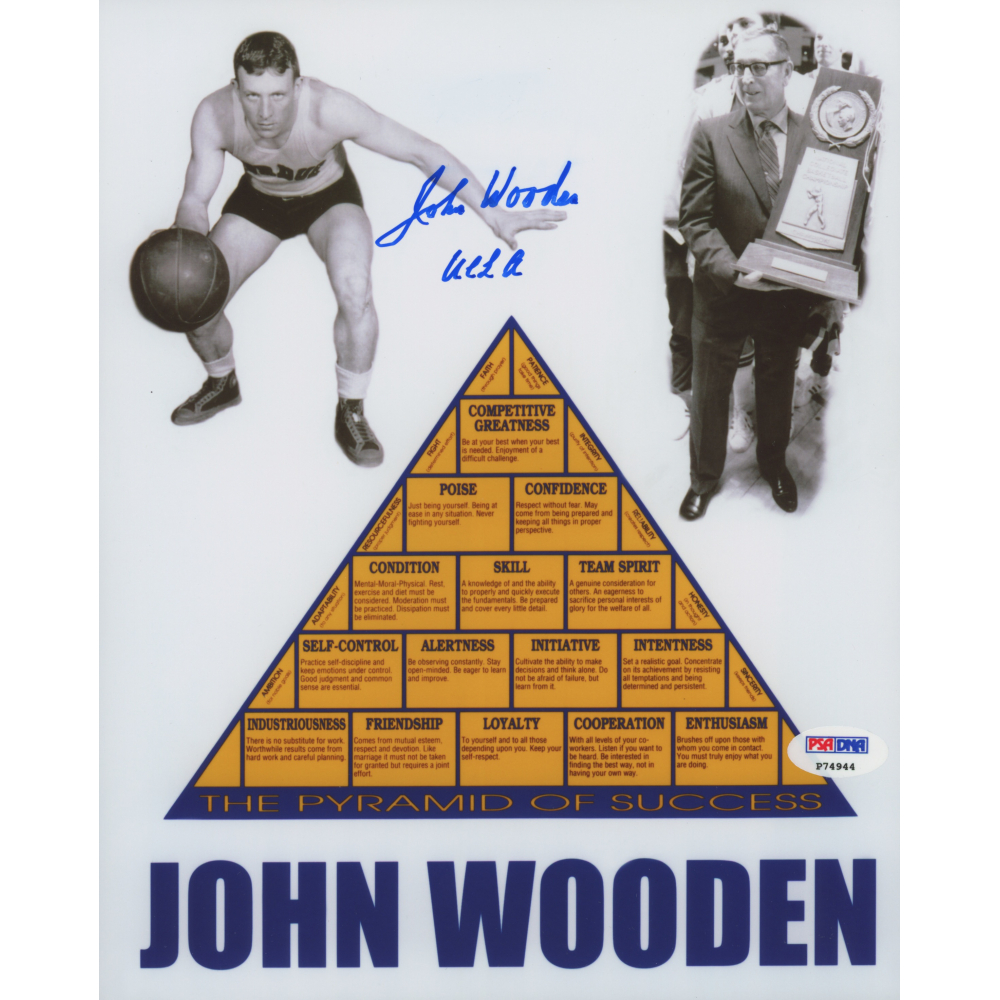 John Wooden Signed "Pyramid of Success" 8x10 Photo Inscribed "UCLA ...