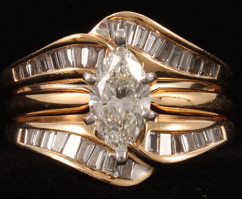 Contemporary 14kt Yellow Gold & Diamond (2) Two-Piece Wedding Set ...