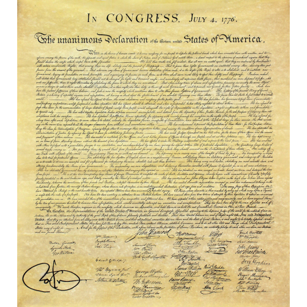 Barack Obama Signed 13.75x15.5 Replica Declaration of Independence ...