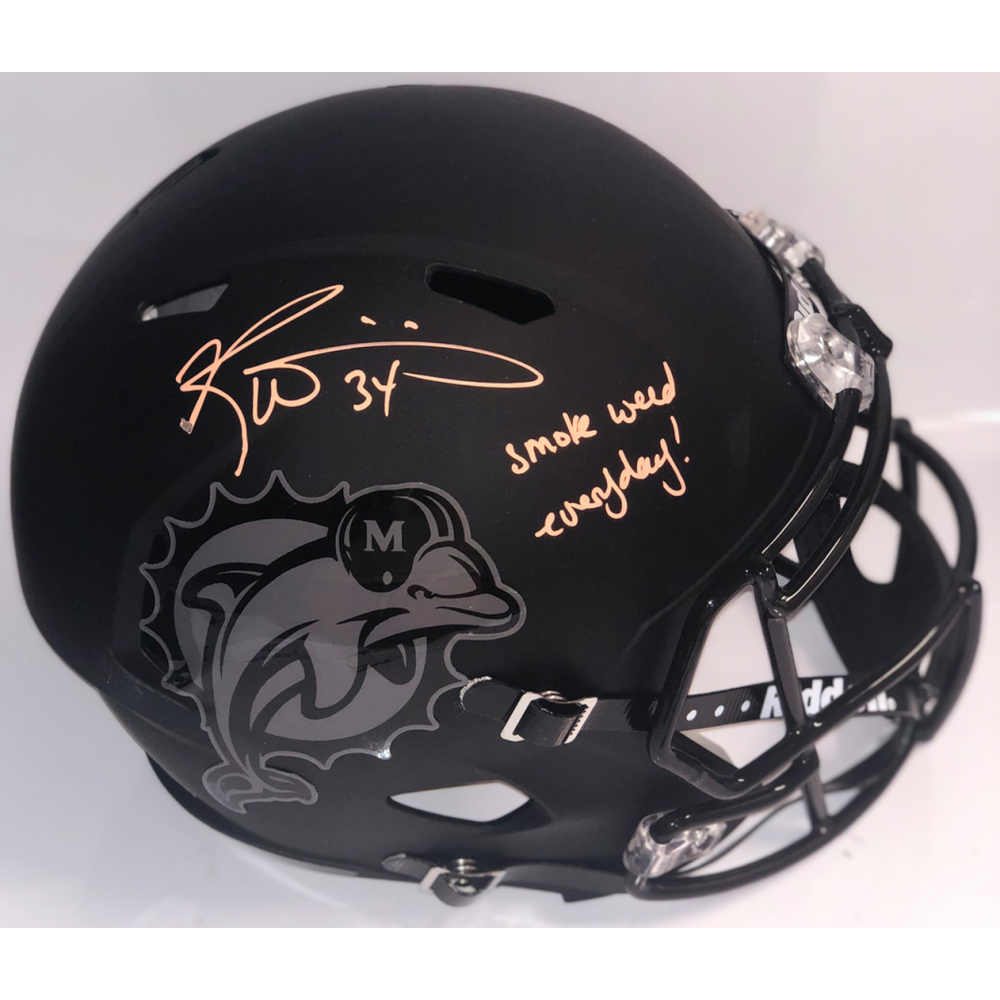 Ricky Williams Signed Miami Dolphins Full-Size Matte Black Speed Helmet ...