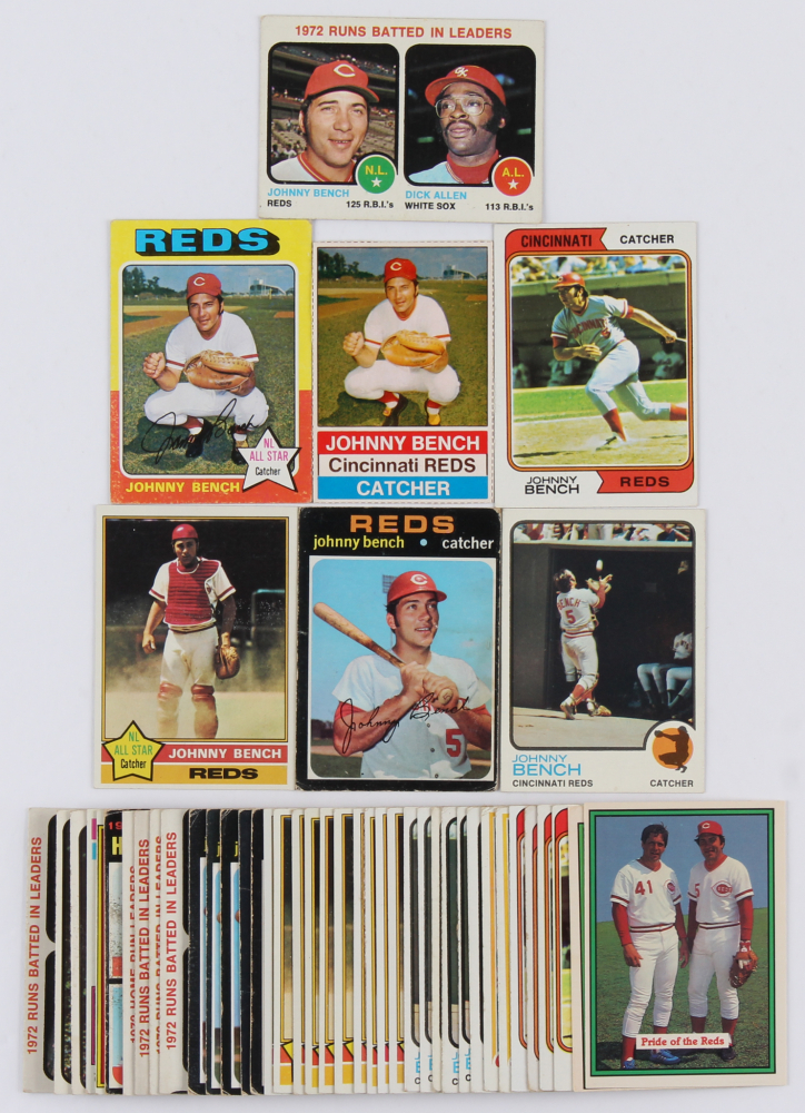 Lot of (47) Johnny Bench Baseball Cards with 1975 Topps #260, 1976 ...