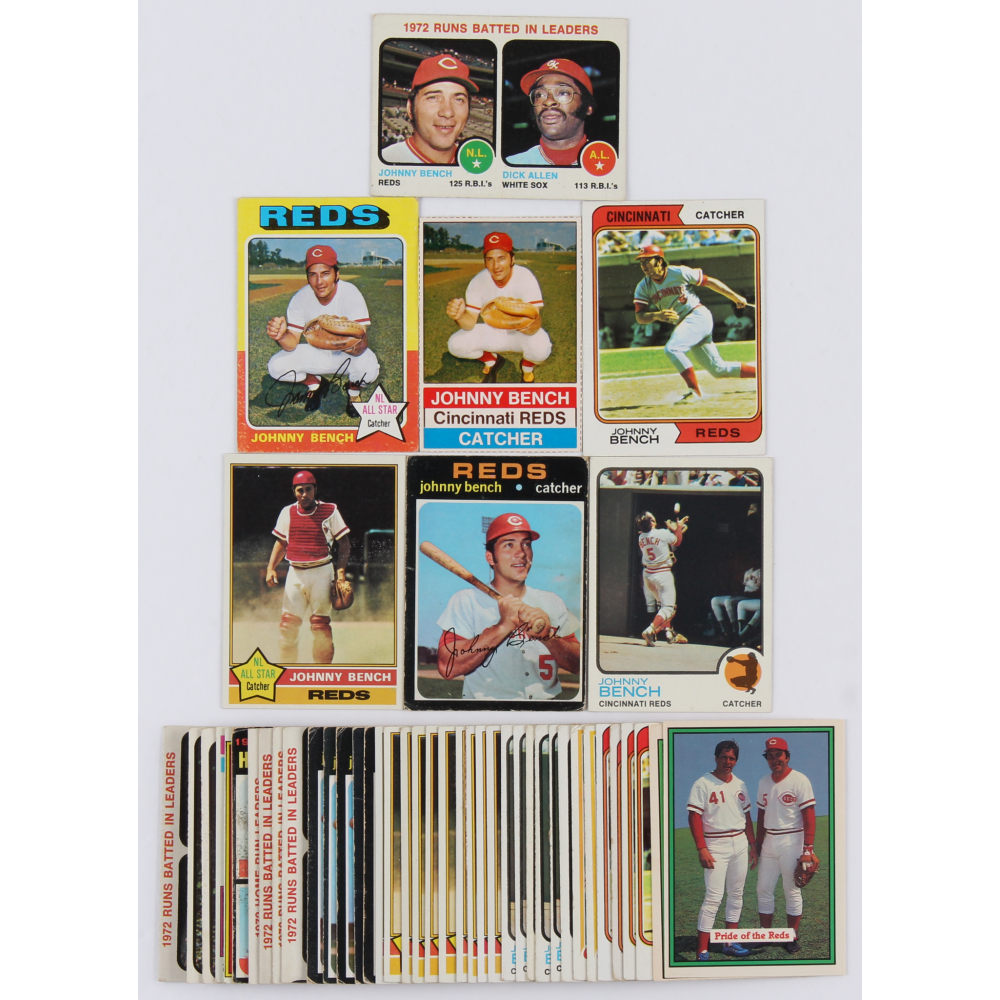 Lot of (47) Johnny Bench Baseball Cards with 1975 Topps #260, 1976 ...