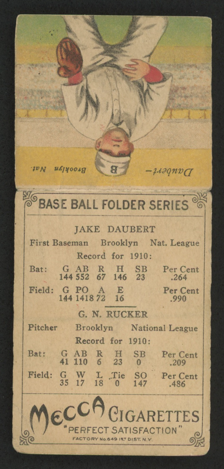 1911 Mecca Double Folders T201 #40 Nap Rucker / Jake Daubert | Pristine ...
