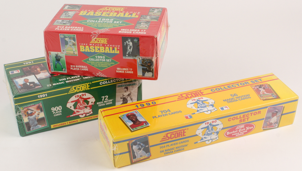 Lot of (3) Complete Set Baseball Card Boxes with (1) 1990 Score ...