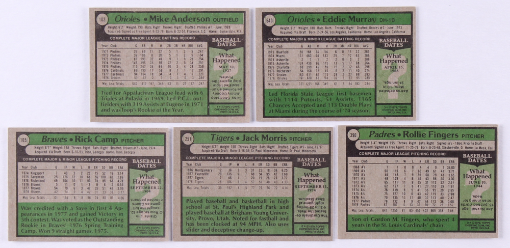 Lot of (9) 1979 Topps Baseball Cards with #390 Rollie Fingers, #251 ...