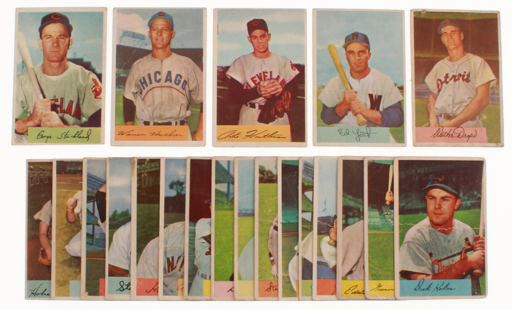 Lot of (21) 1954 Bowman Baseball Cards with #36 George Strickland, #125 ...