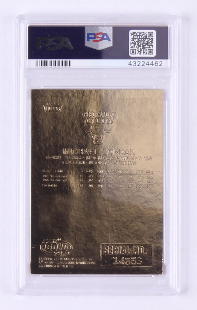 Michael Jordan 1998 Fleer 23Kt Gold Card Red / White / Blue Border (PSA ...