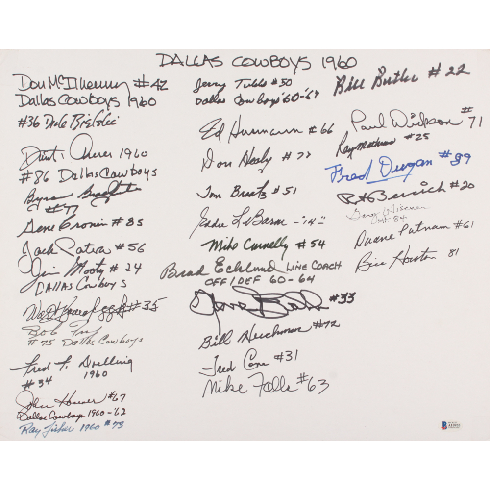 1960s Dallas Cowboys 16x20 Cardboard Flat Signed by (32) with Eddie ...