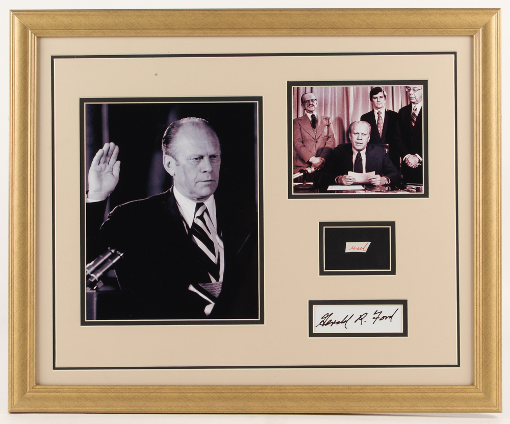 Gerald R. Ford 18x22 Custom Framed Cut Display with (1) Hand-Written ...
