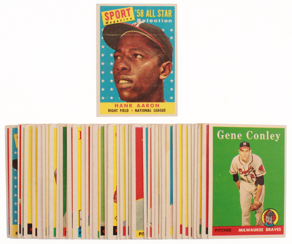 Lot of (48) 1958 Topps Baseball Cards with #488 Hank Aaron All-Star ...