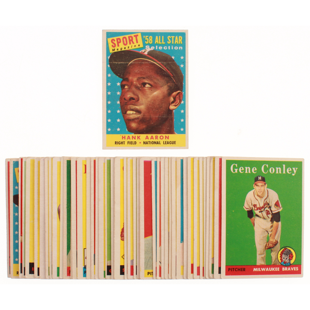 Lot of (48) 1958 Topps Baseball Cards with #488 Hank Aaron All-Star ...