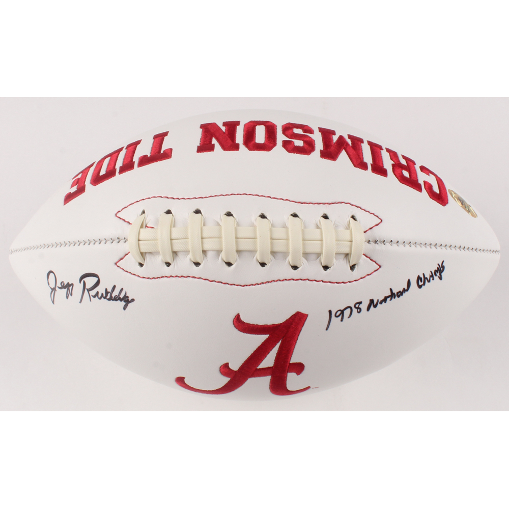 Jeff Rutledge Signed Alabama Crimson Tide Logo Football Inscribed "1978 ...