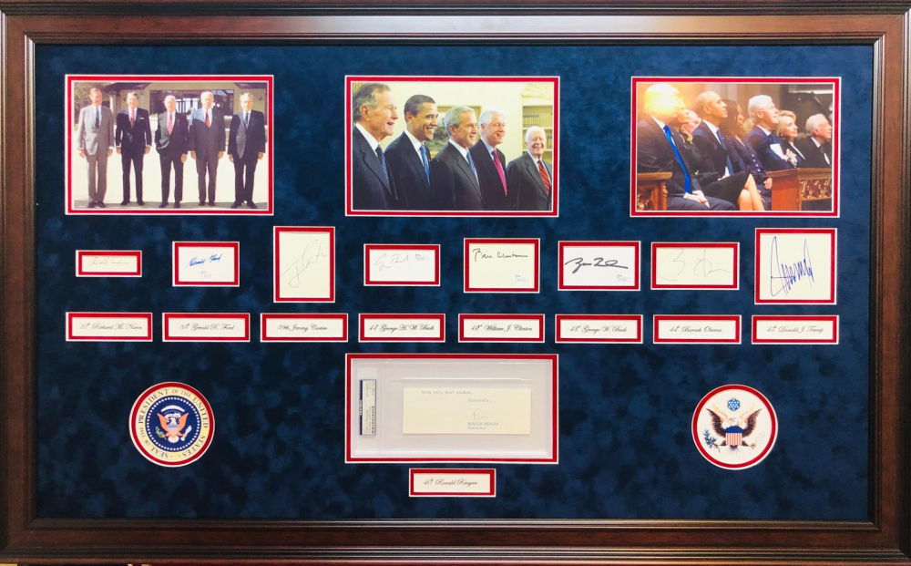 "United States Presidents" 28x44 Custom Framed Cut Display Signed by (9 ...