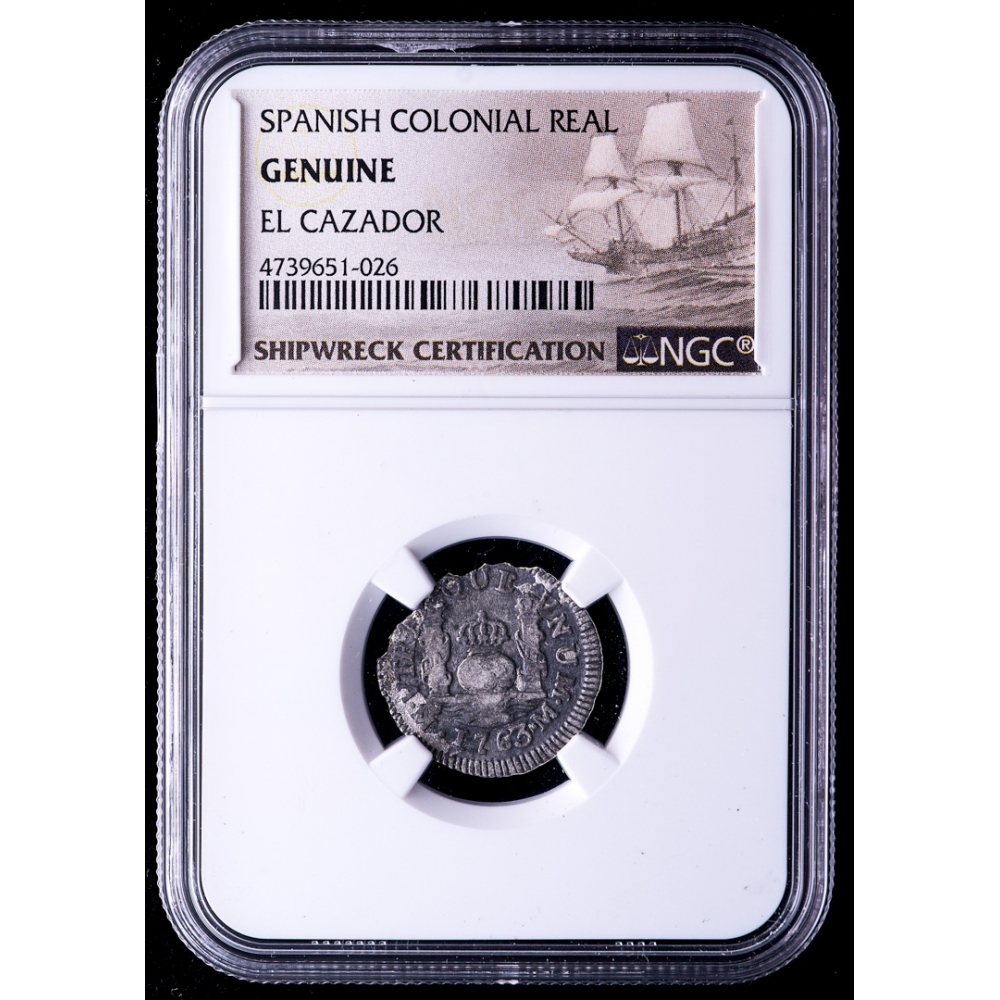 1763 Spanish Colonial 1 Real Silver Shipwreck Coin from the El Cazador ...