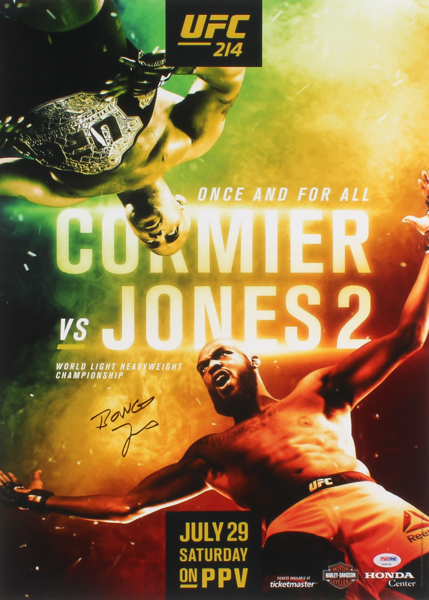Jon “Bones” Jones Signed UFC 214 Fight Poster vs. Cormier 16x22 Photo ...