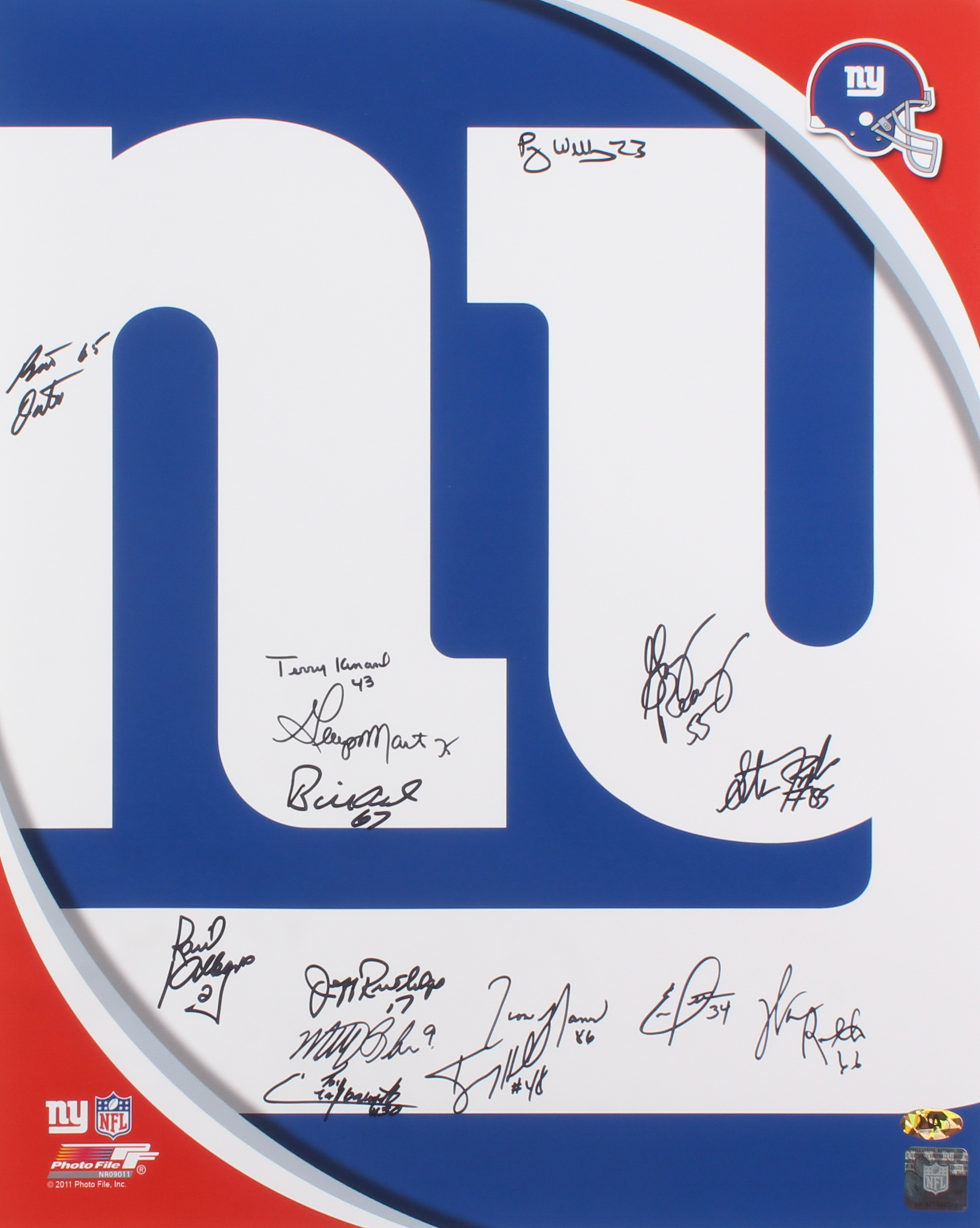 New York Giants 16x20 Photo Team-Signed by (15) with Terry Kinard, Bart ...