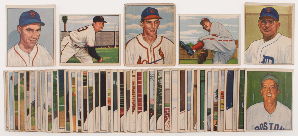 Lot of (45) 1950 Bowman Baseball Cards with #199 Jack Kramer, #177 Hank ...