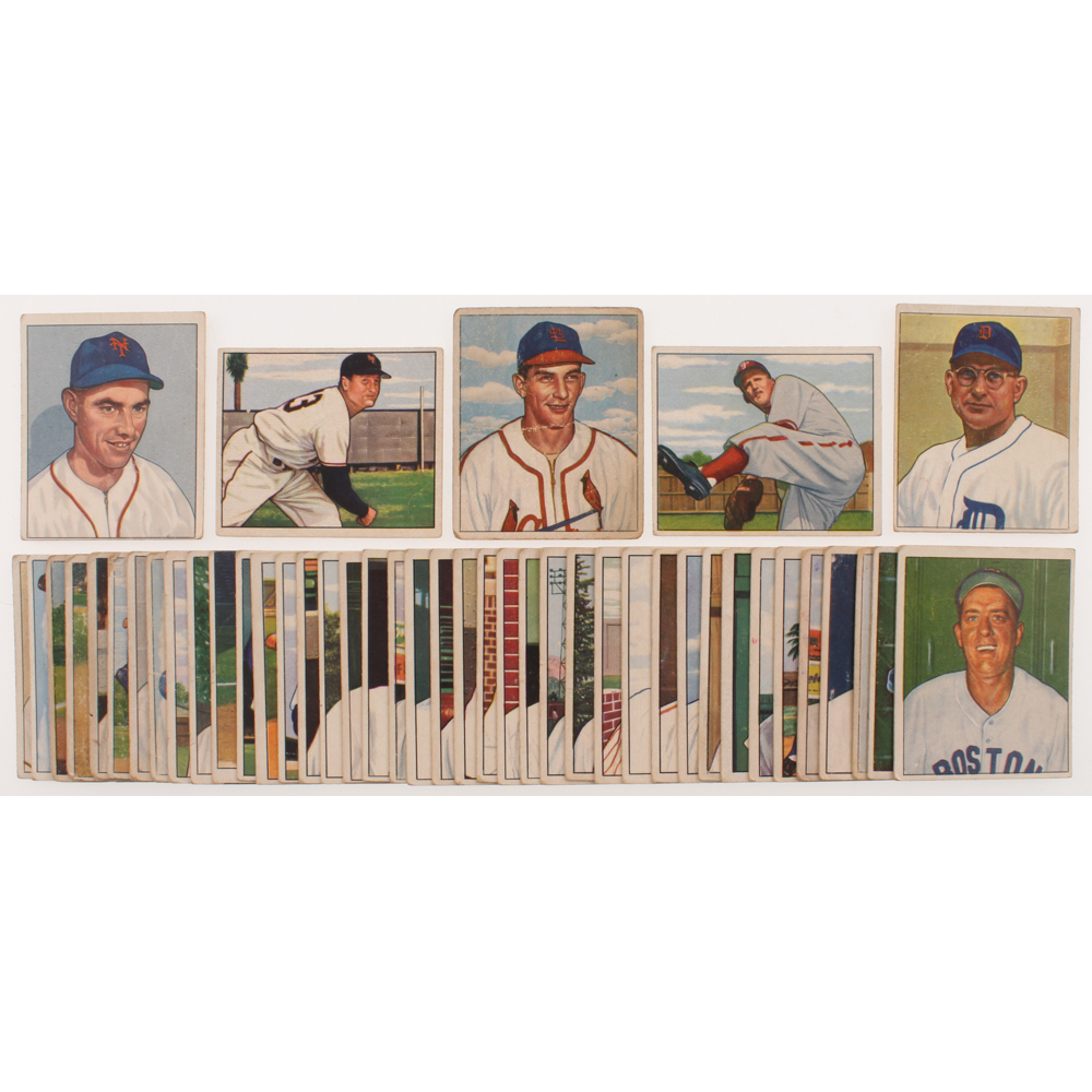 Lot of (45) 1950 Bowman Baseball Cards with #199 Jack Kramer, #177 Hank ...