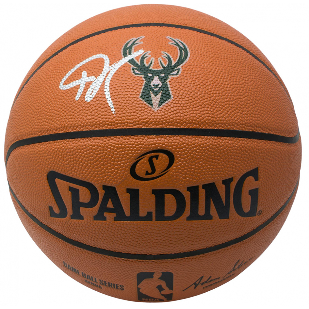Giannis Antetokounmpo Signed NBA Game Ball Series Bucks Logo Basketball ...