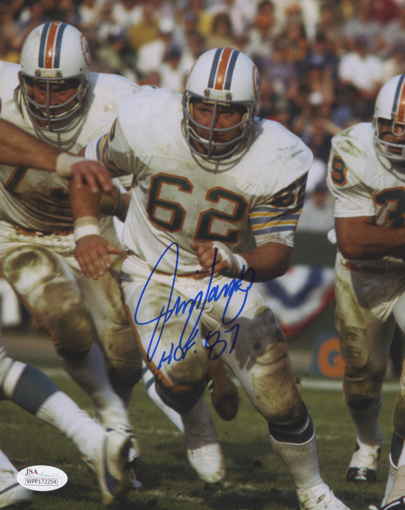 Jim Langer Signed Miami Dolphins 8x10 Photo Inscribed "HOF 87" (JSA COA ...