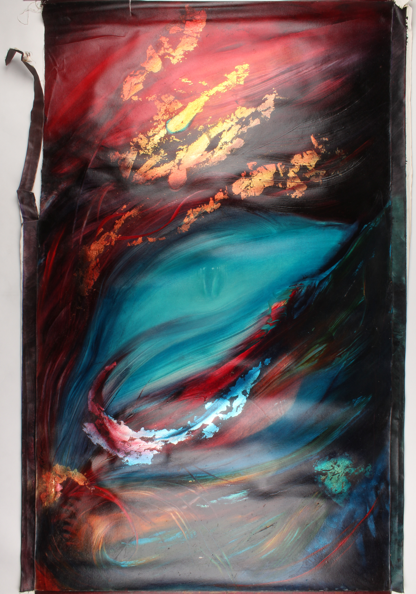 Martin Katon Signed 60x36 Original Oil Painting with Hand Laid Silver ...