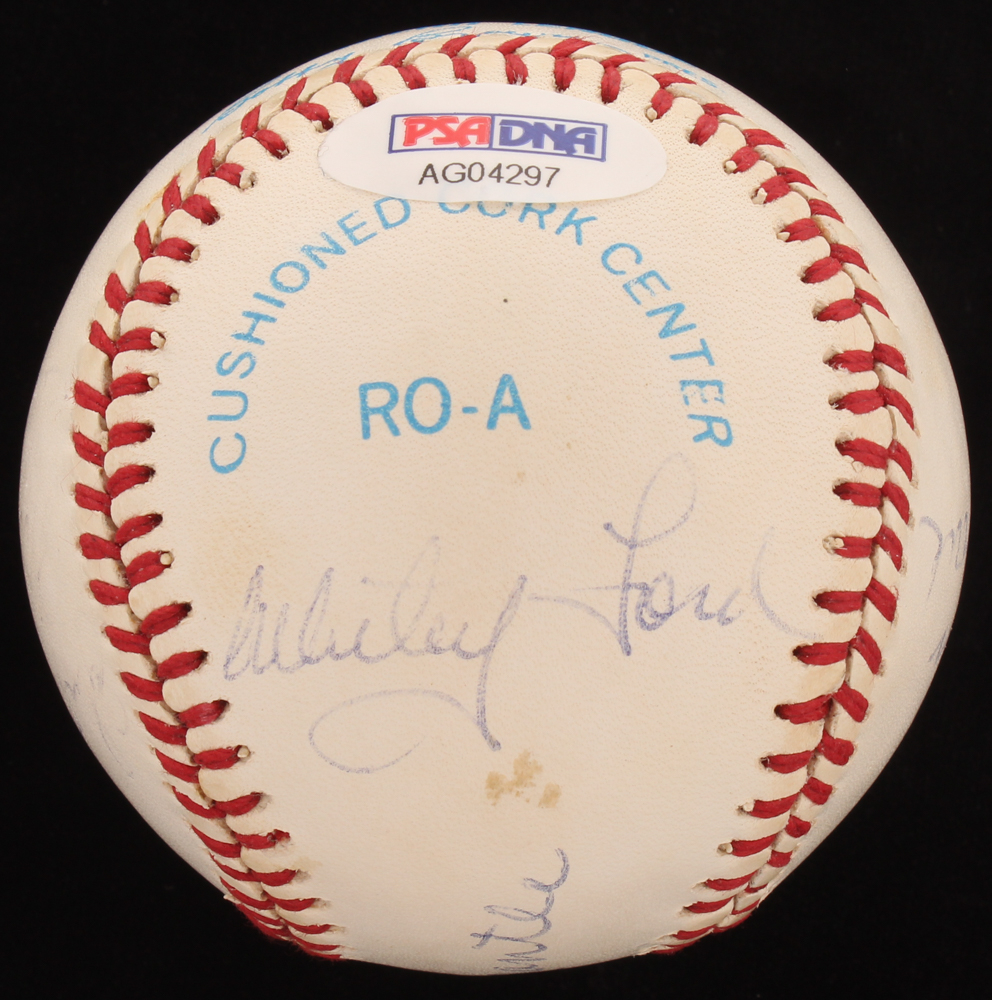 New York Yankees All Time Greats OAL Baseball Signed by (8) with Mickey ...