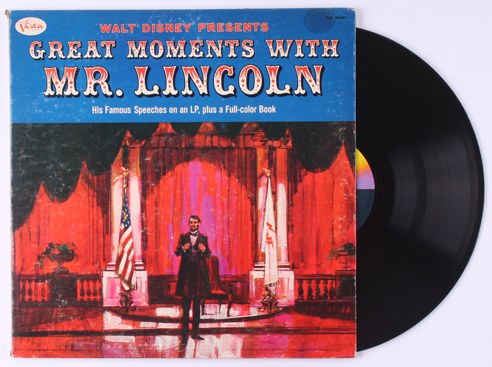 Walt Disney's "Great Moments with Mr. Lincoln" Vinyl Record Album ...