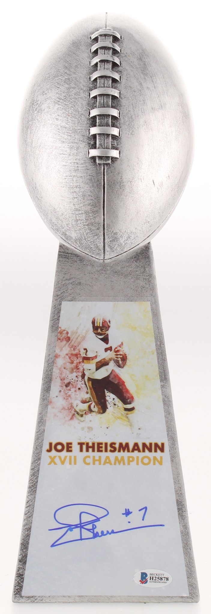 Joe Theismann Signed 15" Football Championship Trophy (Beckett COA ...