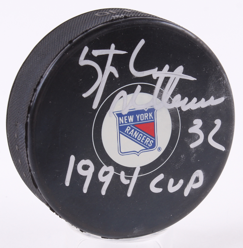 Stephane Matteau Signed New York Rangers Logo Hockey Puck Inscribed ...