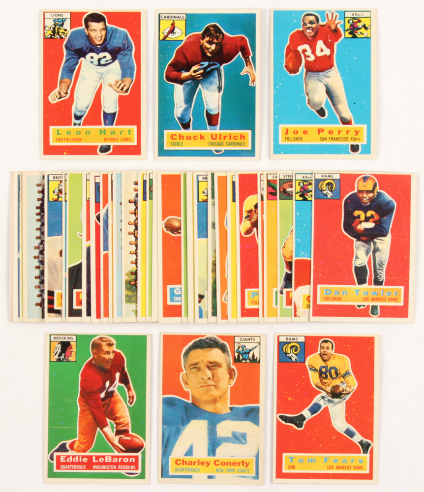 Lot of (35) 1956 Topps Football Cards with #104 Leon Hart, #94 Chuck ...